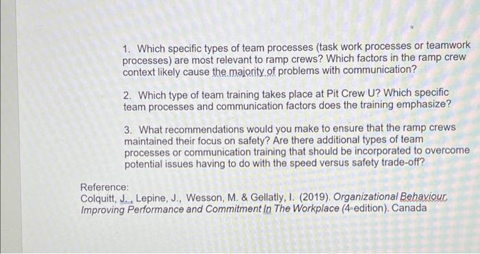 1. Which specific types of team processes (task work | Chegg.com