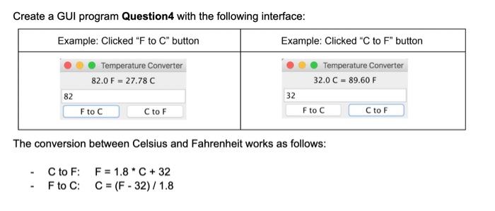 Solved Create a GUl program Question4 with the following | Chegg.com