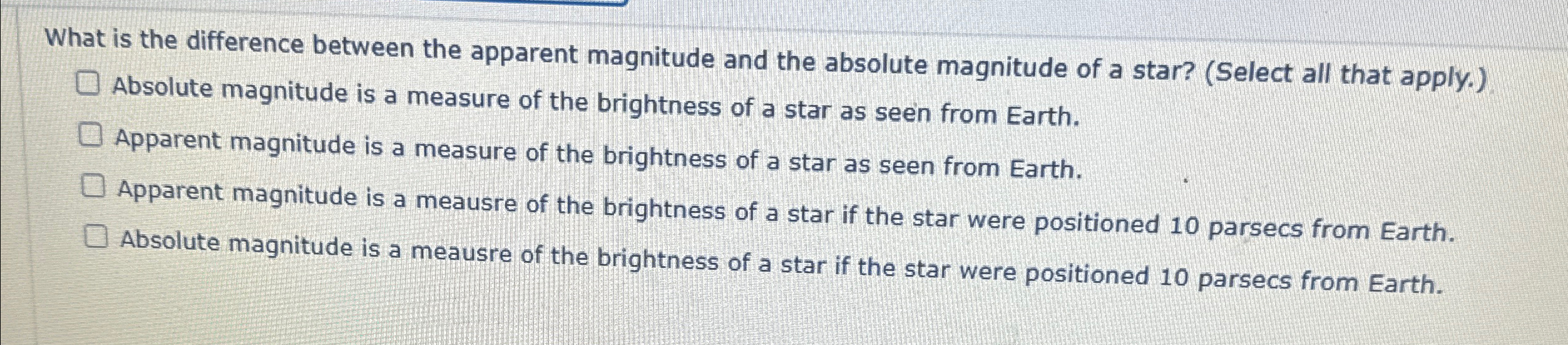 Solved What is the difference between the apparent magnitude | Chegg.com