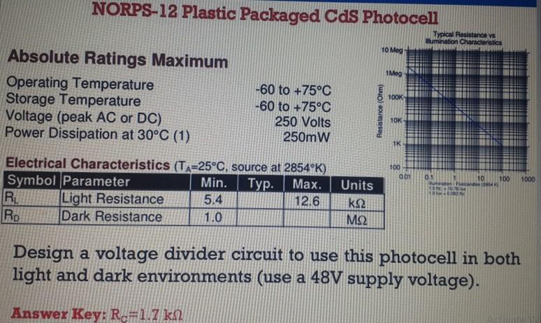 NORPS-12 Plastic Packaged Cds Photocell Typical | Chegg.com