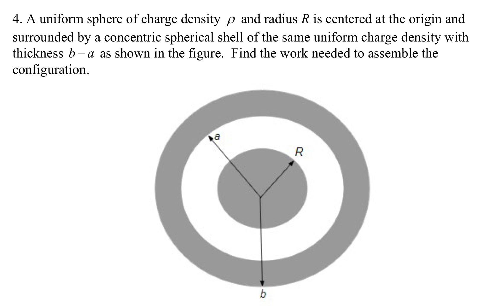 4. ﻿A uniform sphere of charge density \( \rho \) | Chegg.com