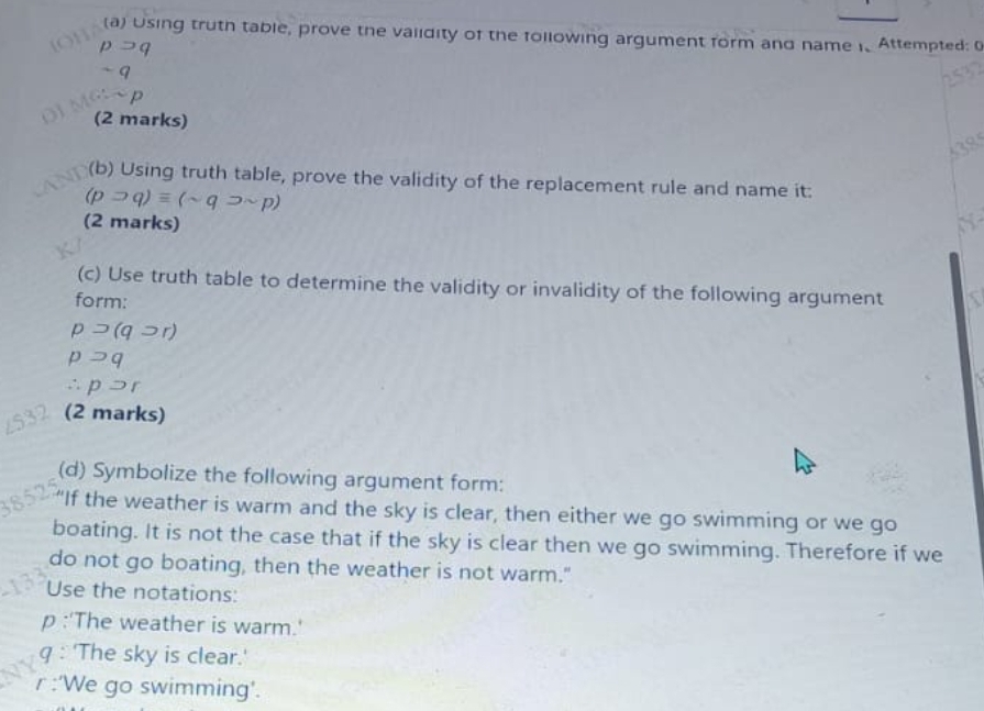 Solved q, (a) ﻿using truth table, prove the valiaity of the | Chegg.com