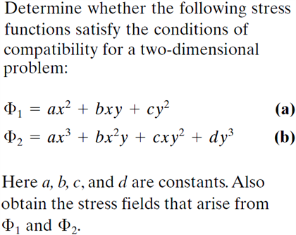 Solved Determine whether the following stress functions | Chegg.com