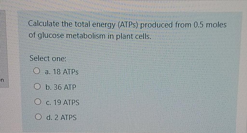 Solved Calculate the total energy (ATPs) produced from 0.5 | Chegg.com