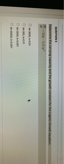 Solved QUESTIONS Determine the carrying capacity and the | Chegg.com