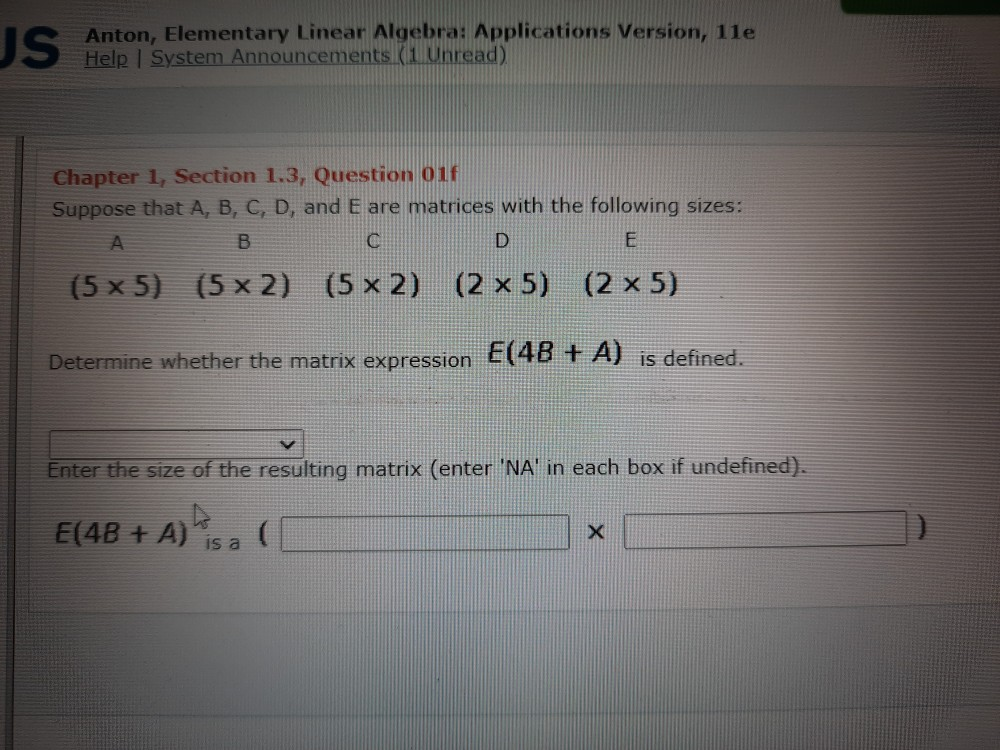 Solved JS Anton, Elementary Linear Algebra: Applications | Chegg.com