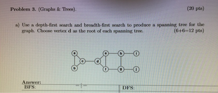 Solved Problem 3. (Graphs & Trees). (20 pts) a) Use a | Chegg.com