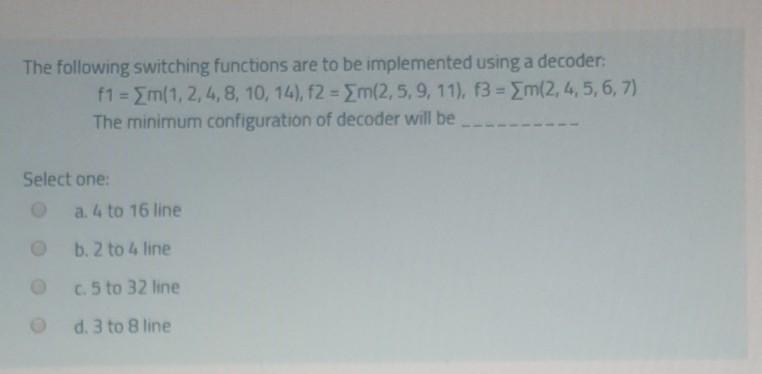 Solved The following switching functions are to be | Chegg.com