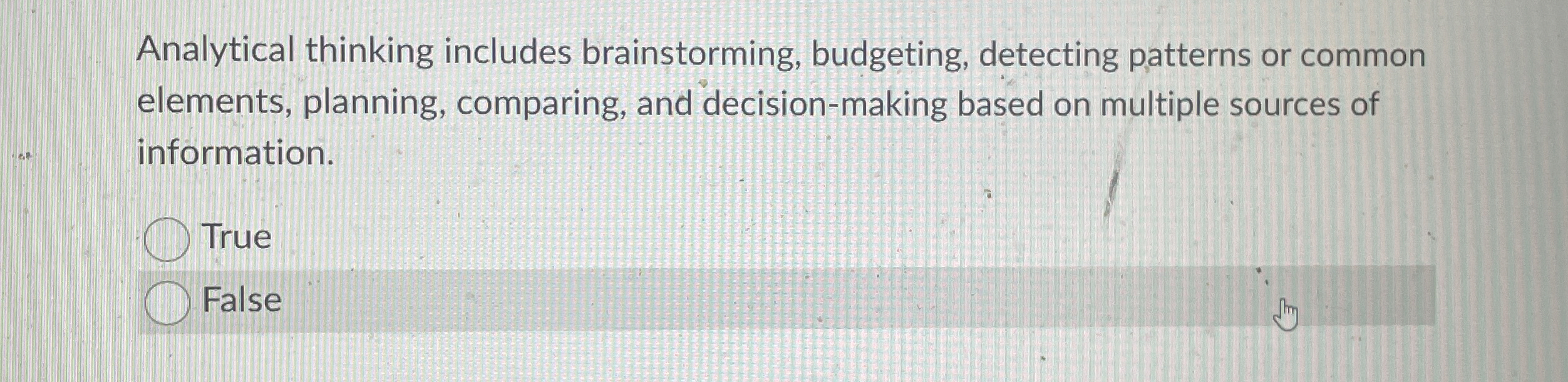 Solved Analytical thinking includes brainstorming, | Chegg.com