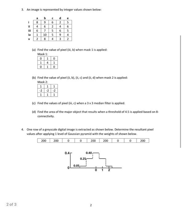 Solved 1. Otsu algorithm is applied to convert a 2-bit | Chegg.com