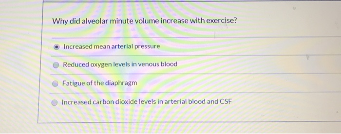 Solved Why did alveolar minute volume increase with | Chegg.com
