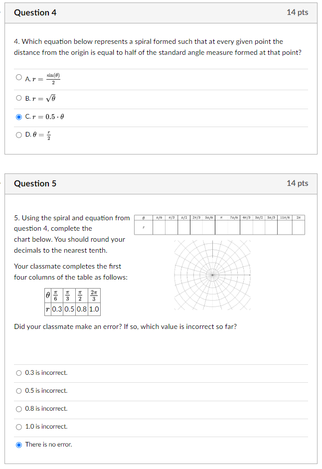 Solved 5. ﻿Using the spiral and equation from question 4, | Chegg.com