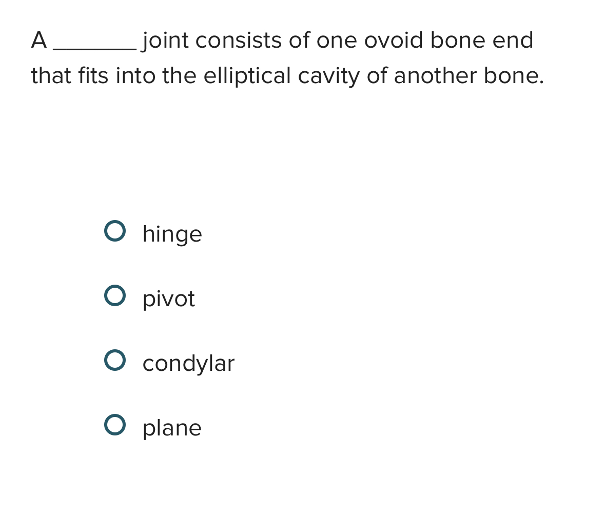 Solved A joint consists of one ovoid bone end that fits into | Chegg.com