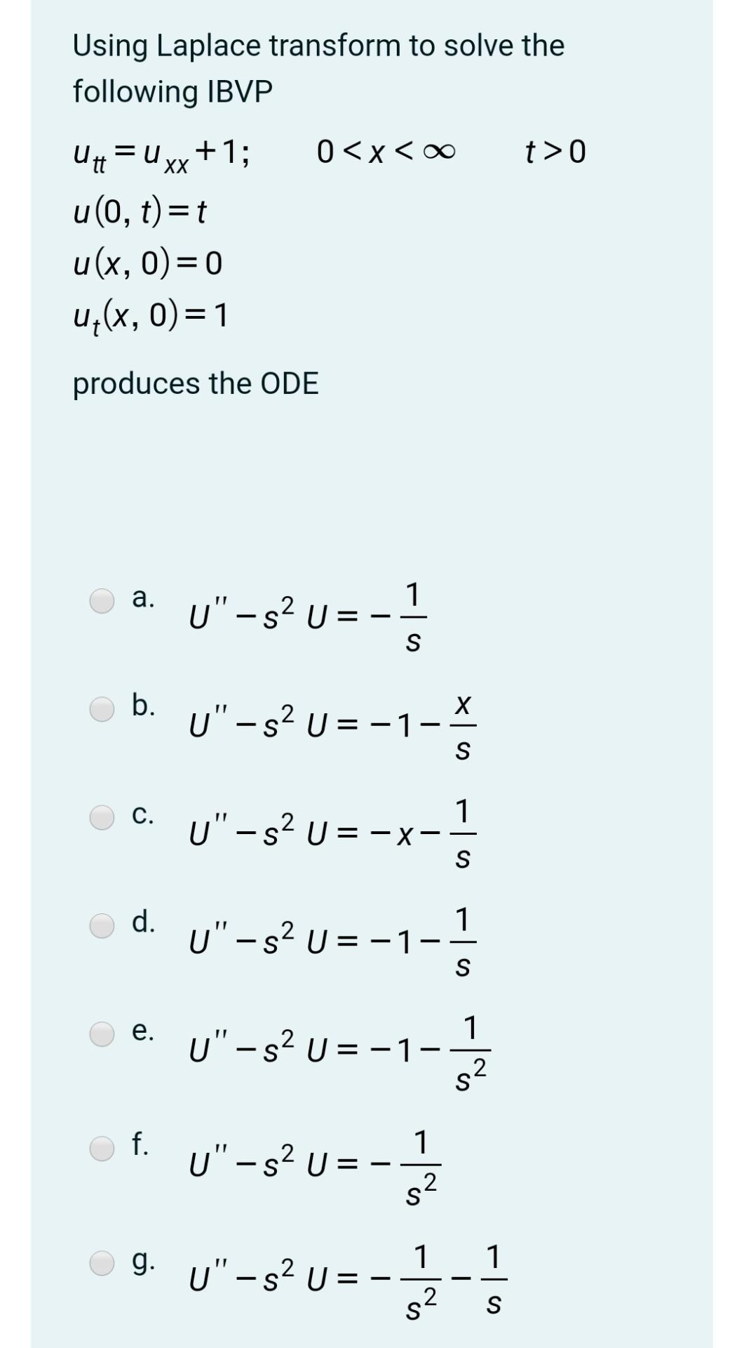 Solved Using Laplace transform to solve the following IBVP | Chegg.com