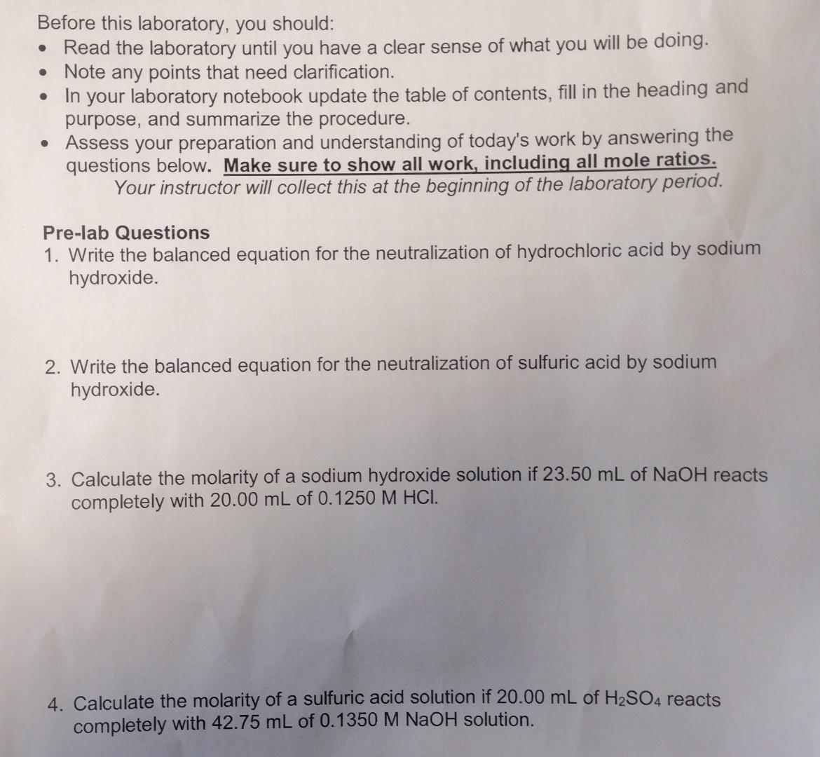 Solved Before this laboratory, you should: - Read the | Chegg.com