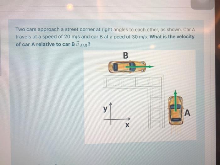 Solved Two cars approach a street corner at right angles to | Chegg.com