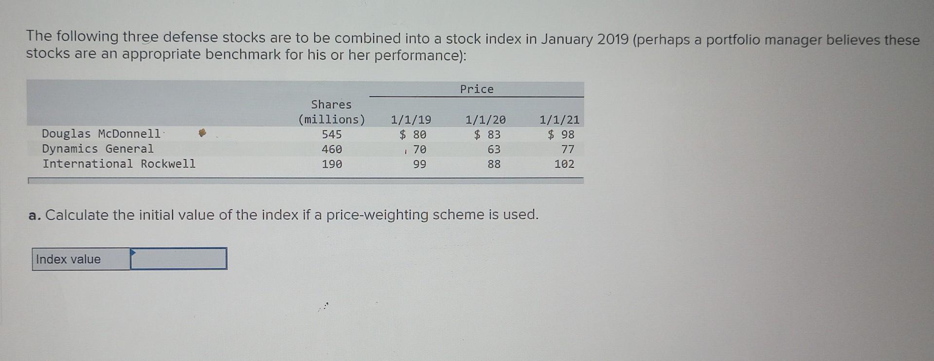 Solved The following three defense stocks are to be combined | Chegg.com Solved The following three defense stocks are to be combined | Chegg.com