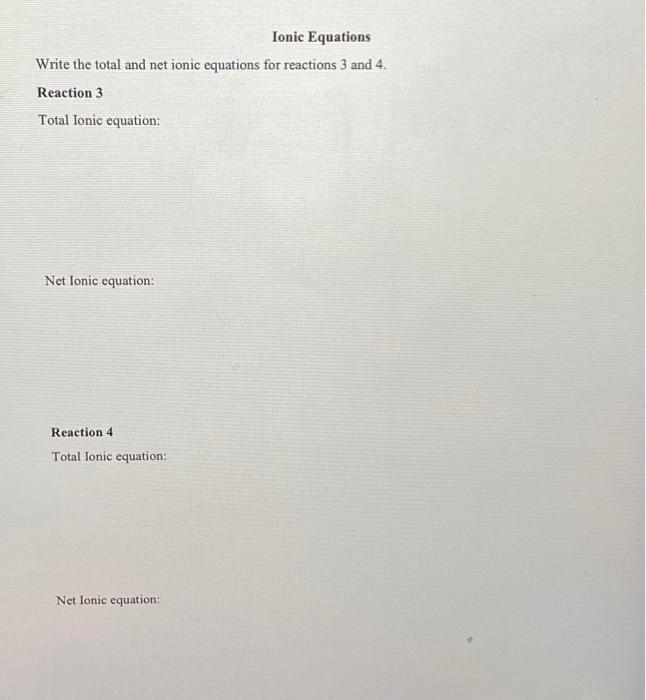 Solved Data Table Net Ionic equation: Reaction 4 Total | Chegg.com