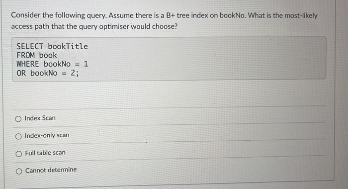 Solved Consider the following query. Assume there is a B+ | Chegg.com