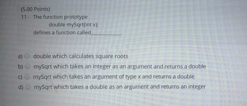 Solved (5.00 Points) 11 - The function prototype double | Chegg.com