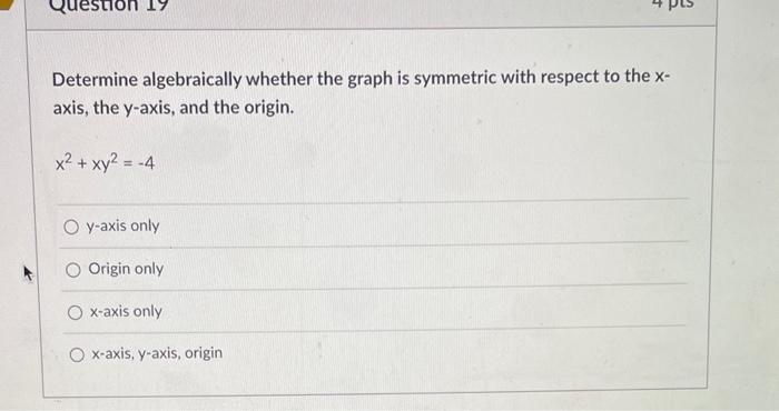 Solved Determine algebraically whether the graph is | Chegg.com