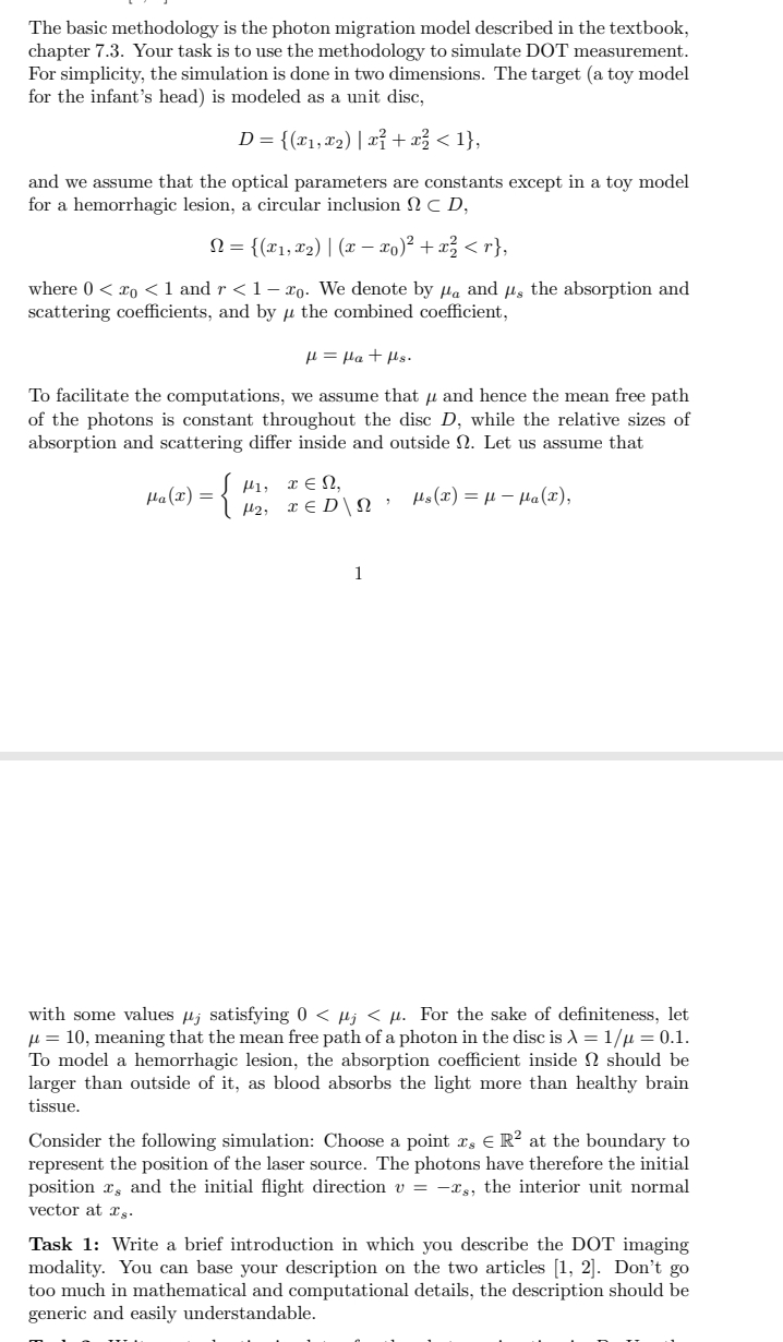 Solved The basic methodology is the photon migration model | Chegg.com