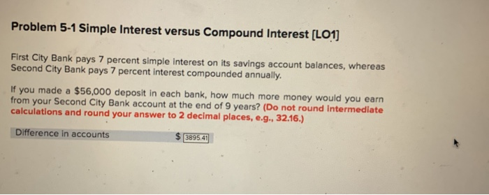 Solved Problem 5-1 Simple Interest versus Compound Interest | Chegg.com