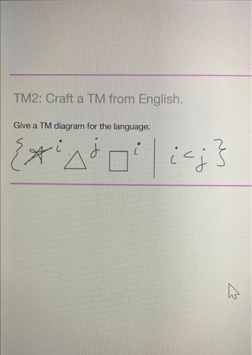 Solved TM2: Craft a TM from English. a Give a TM diagram for | Chegg.com