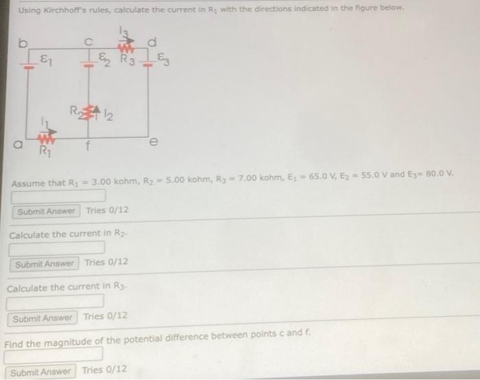 Solved Using Krchhoff's rules, calculate the current in R1 | Chegg.com