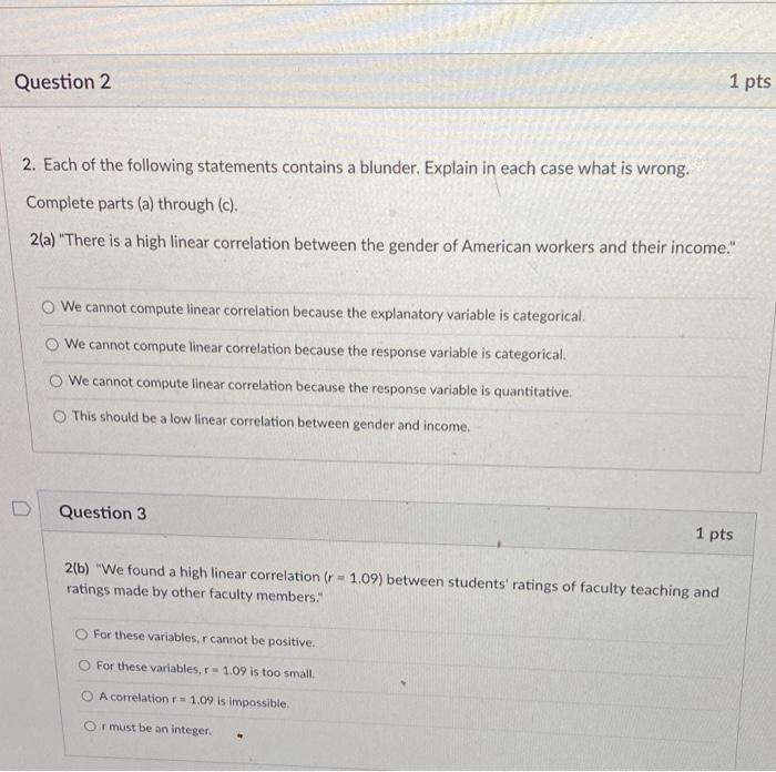 Solved 2. Each of the following statements contains a | Chegg.com