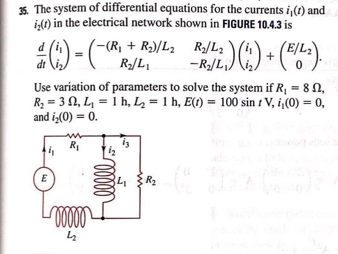 Solved 35. The system of differential equations for the | Chegg.com