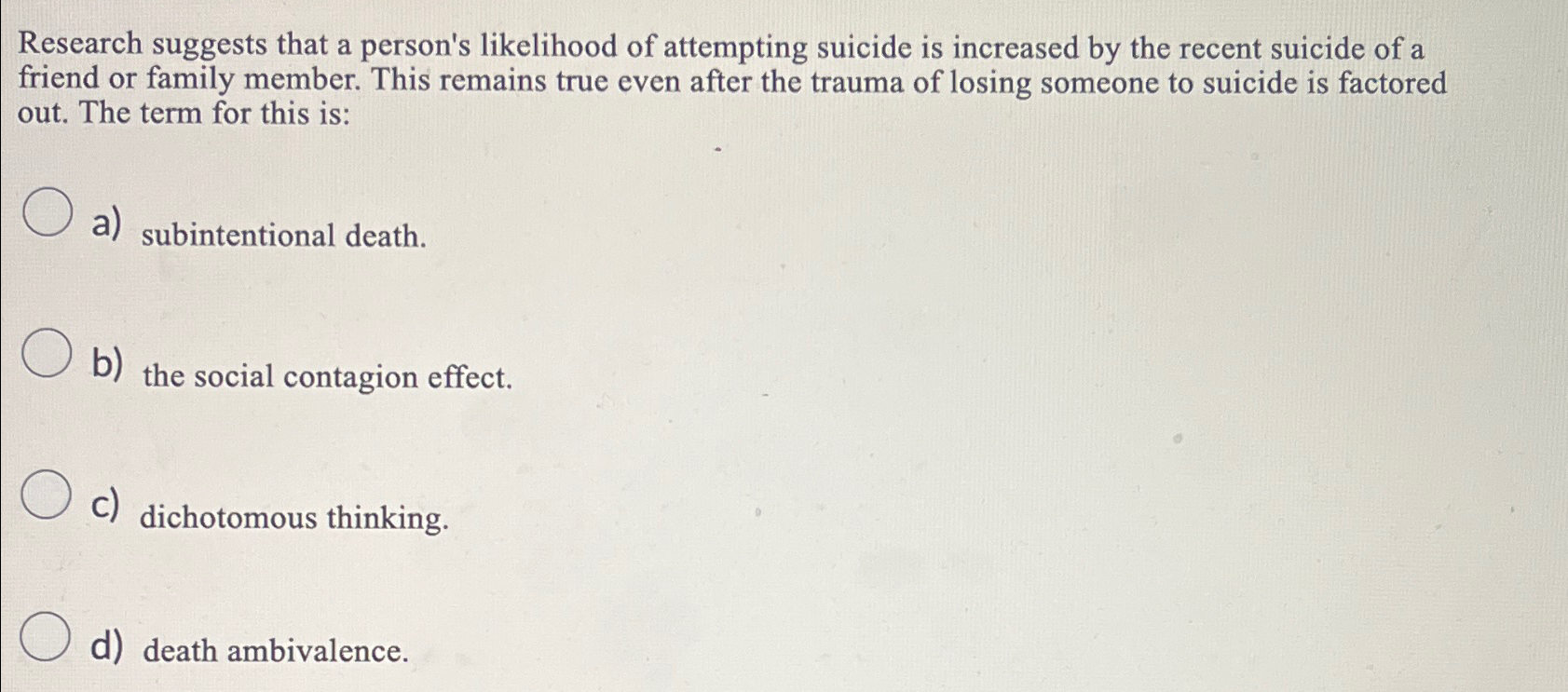 Solved Research suggests that a person's likelihood of | Chegg.com