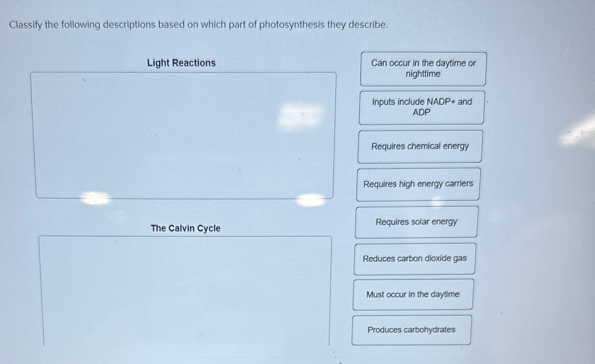 Solved Classify the following descriptions based on which | Chegg.com