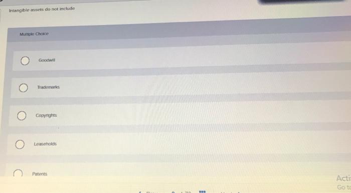 Solved Intangible assets do not include Mimple Choice | Chegg.com