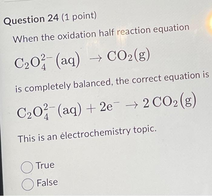 Solved When the oxidation half reaction equation | Chegg.com