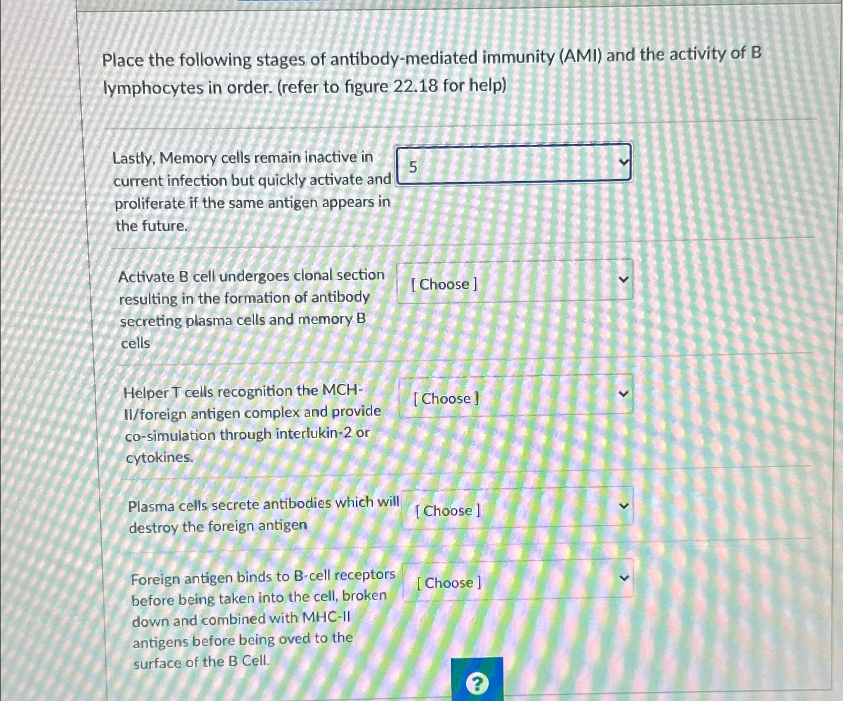 Solved Place the following stages of antibody-mediated | Chegg.com