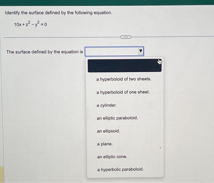 Solved Identify the surface defined by the following | Chegg.com