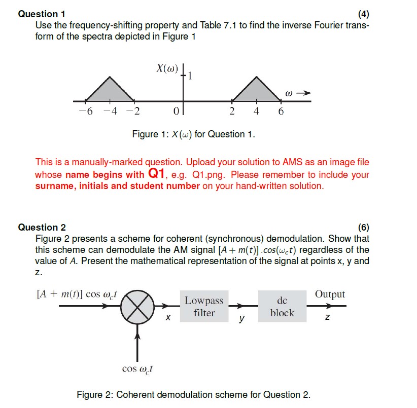 Solved Question 1Use the frequency-shifting property and | Chegg.com