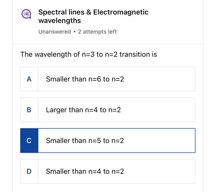 Solved ∵ Spectral lines \& Electromagnetic wavelengths | Chegg.com