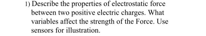 Solved 1) Describe the properties of electrostatic force | Chegg.com