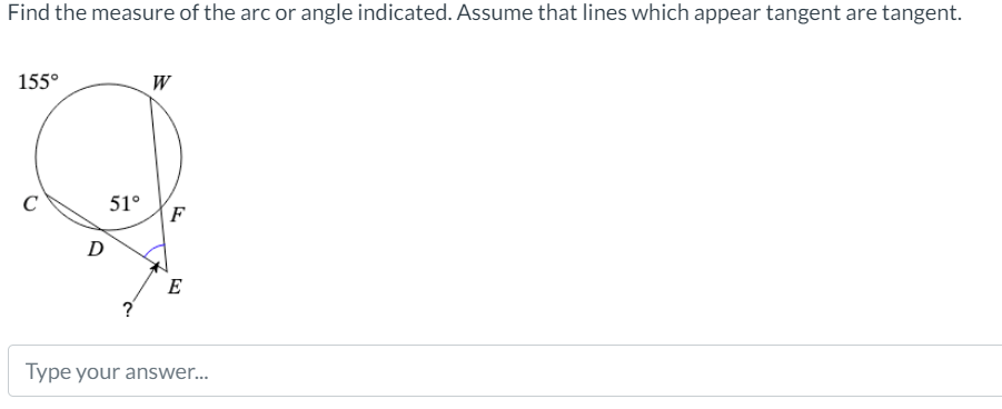 Solved Find the measure of the arc or angle indicated. | Chegg.com