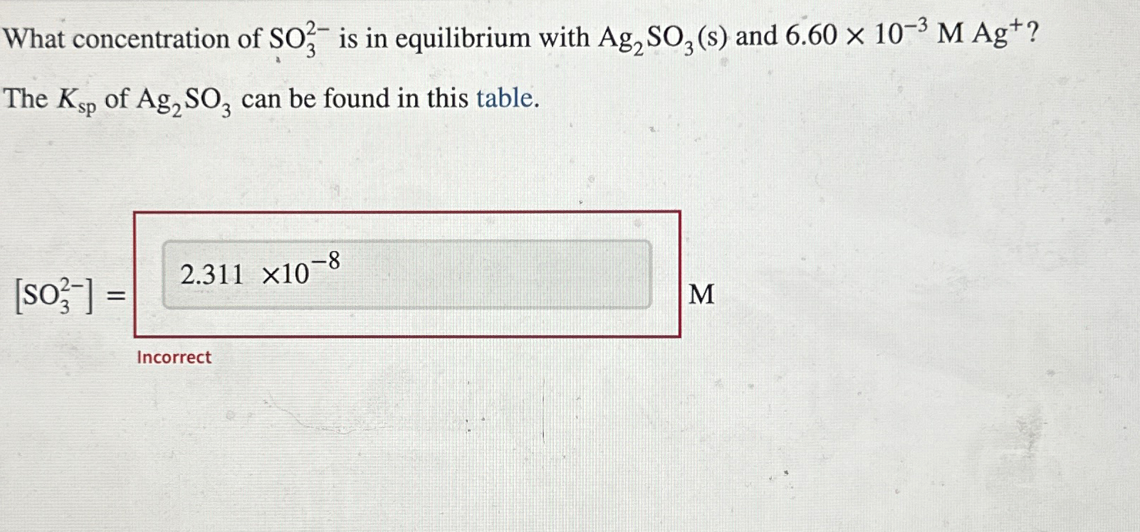 Solved What concentration of SO32- ﻿is in equilibrium with | Chegg.com
