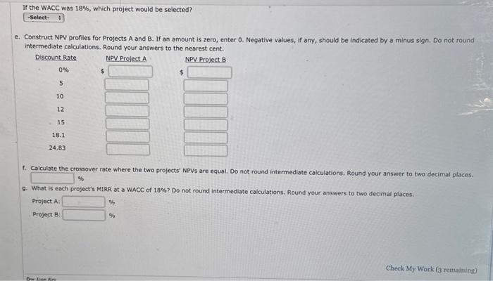 Solved Proj Pro, a. Wrat is each projects NPV? Negative | Chegg.com