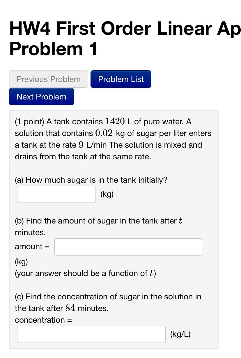 Solved HW4 ﻿First Order Linear Ap Problem 1(1 ﻿point) ﻿A | Chegg.com