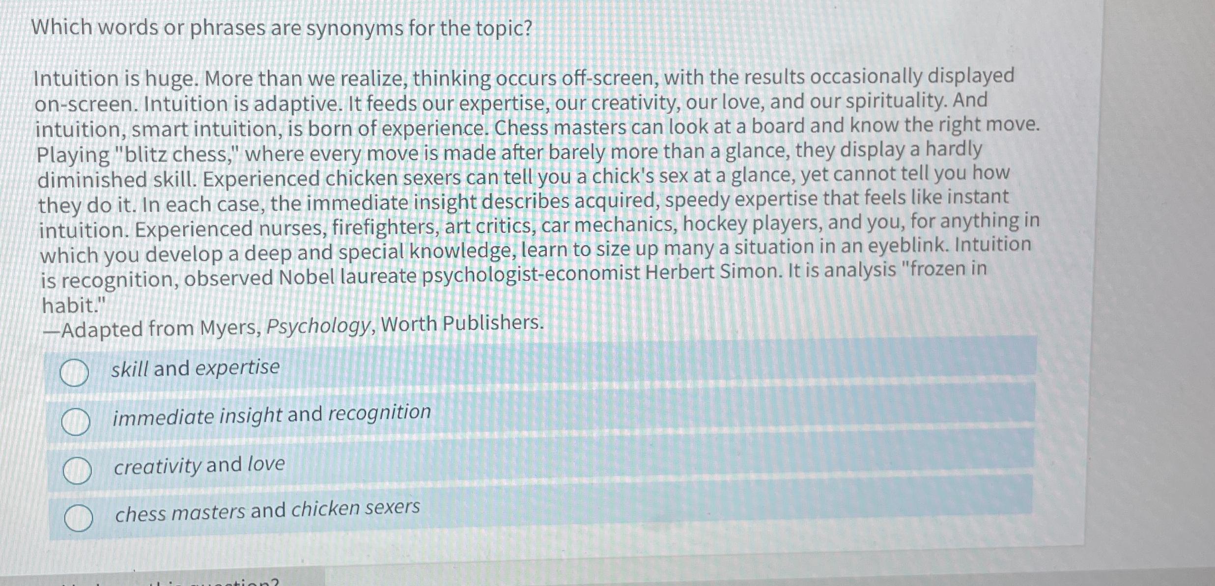 Solved Which words or phrases are synonyms for the | Chegg.com