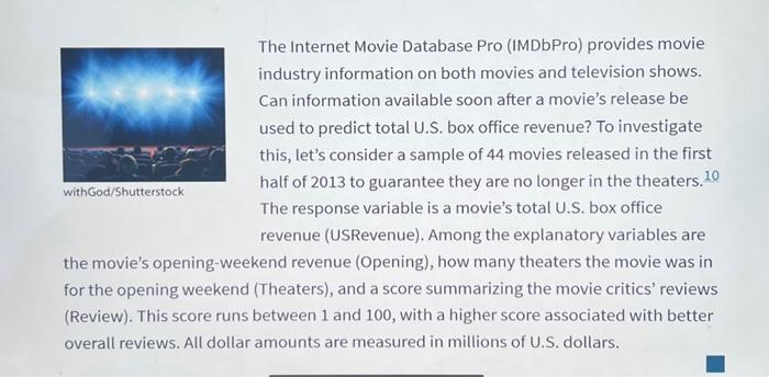 Solved The Internet Movie Database Pro (IMDbPro) provides | Chegg.com