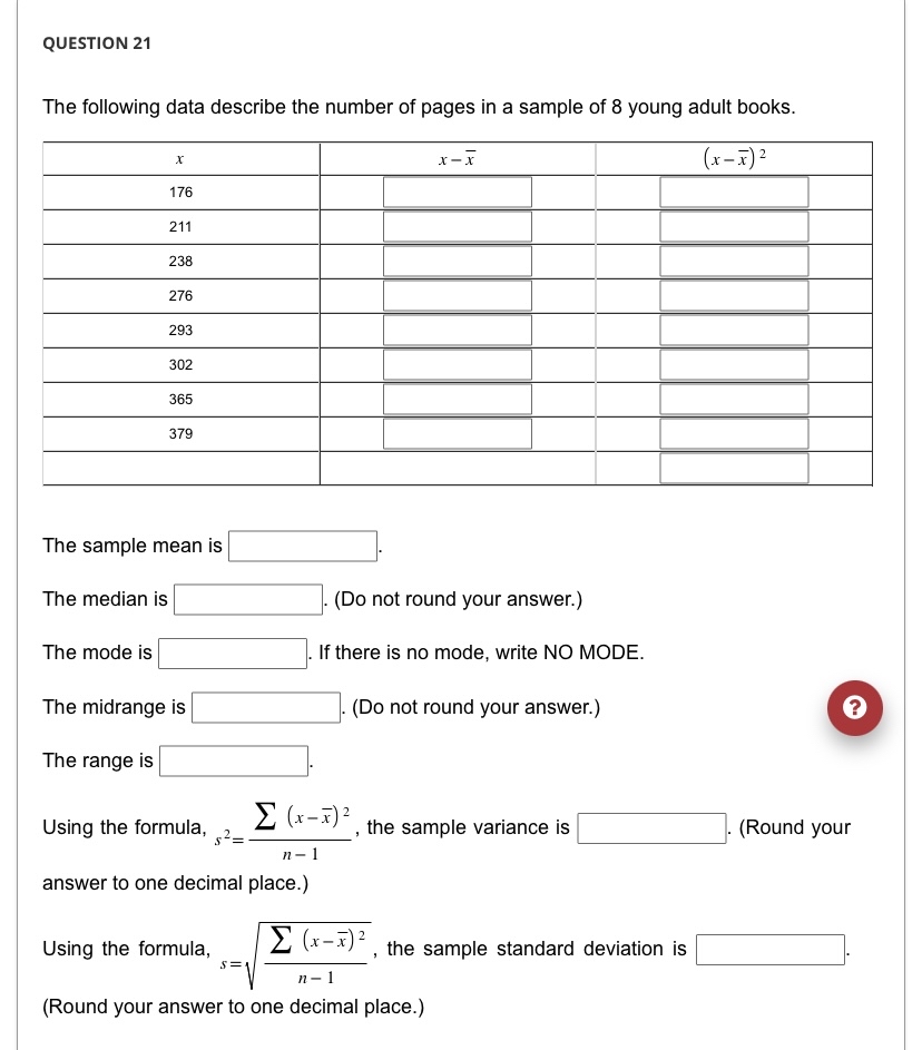 Solved QUESTION 21The following data describe the number of | Chegg.com