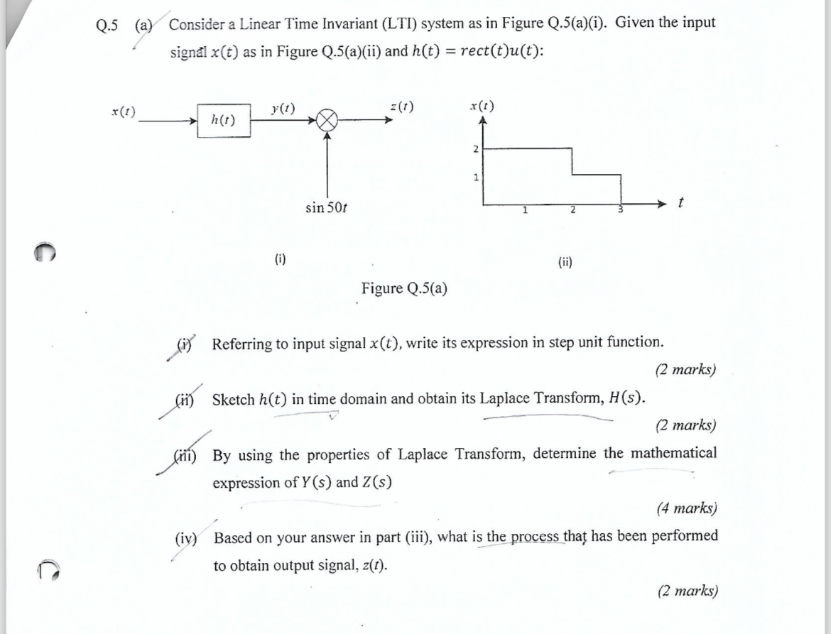 Solved Q. 5 (a) ﻿Consider a Linear Time Invariant (LTI) | Chegg.com