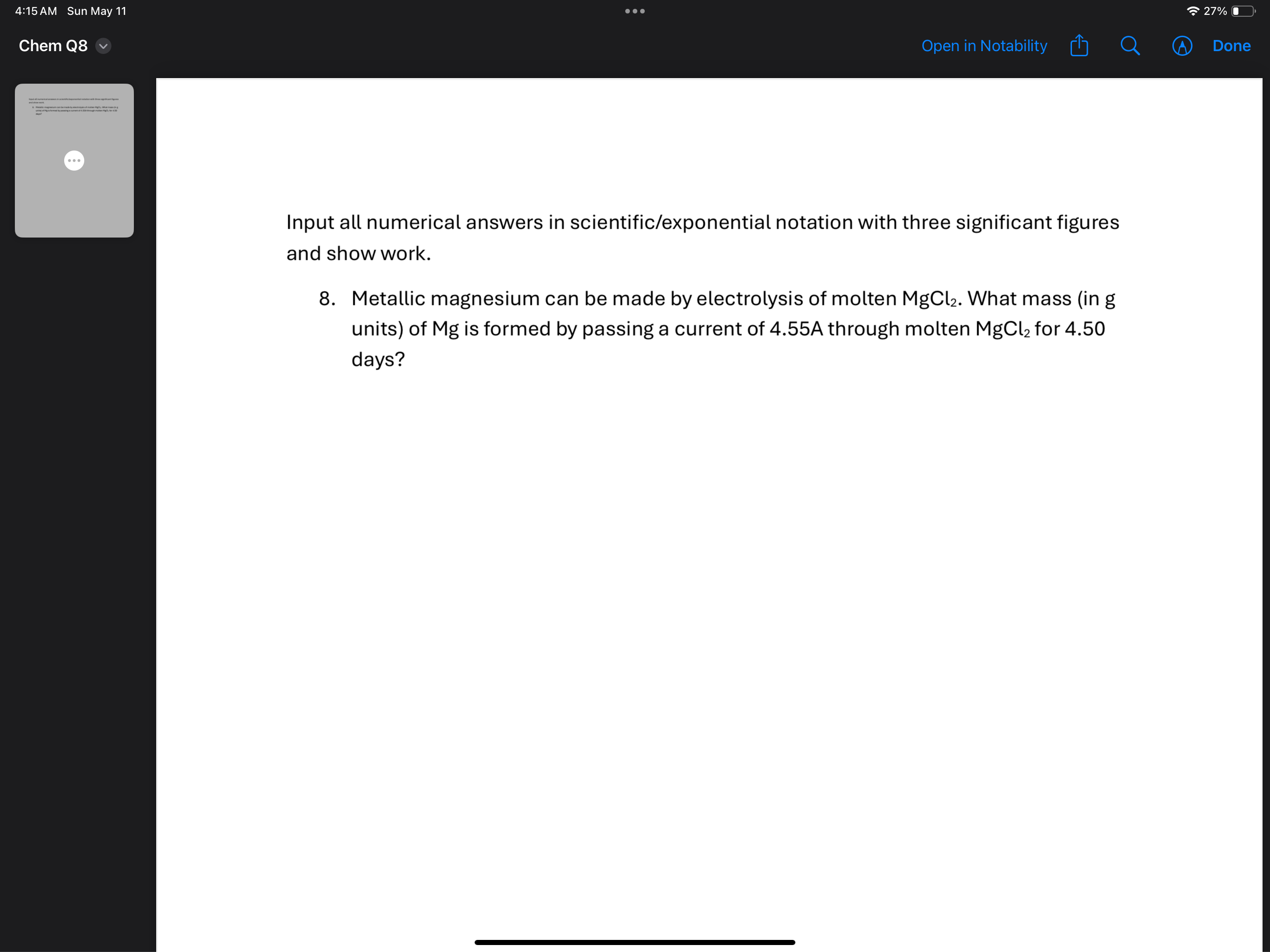 Input all numerical answers in scientific/exponential | Chegg.com