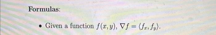 Solved Formulas: - Given a function | Chegg.com